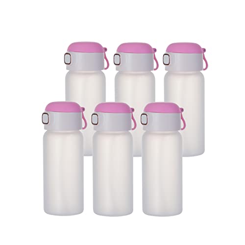PYD Life Sublimation Glass Blanks Water Bottle 15 OZ Frosted Sippy Up Tumbler Cups with Pink Pop Lid and Straw for Tumbler Heat Press 6 Pack