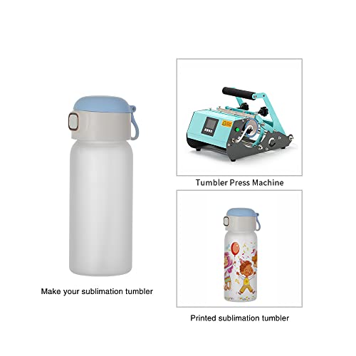 PYD Life Sublimation Glass Blanks Water Bottle 15 OZ Frosted Sippy Up Tumbler Cups with Light Blue Pop Lid and Straw for Tumbler Heat Press 6 Pack