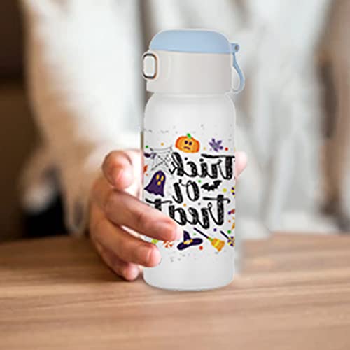 PYD Life Sublimation Glass Blanks Water Bottle 15 OZ Frosted Sippy Up Tumbler Cups with Light Blue Pop Lid and Straw for Tumbler Heat Press 6 Pack
