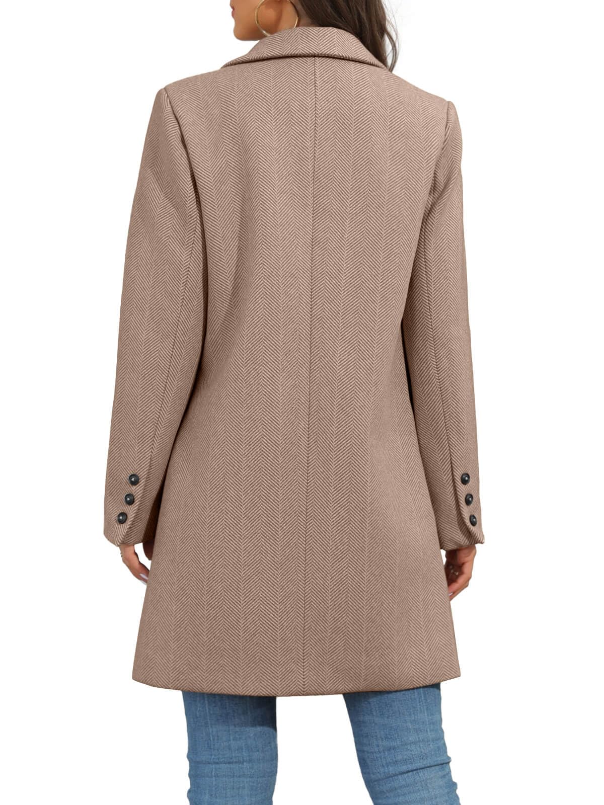 Ebifin Women's Notch Lapel Double Breasted Trench Coat Peacoat Winter Casual Long Blazer Jacket Overcoat XX-Large