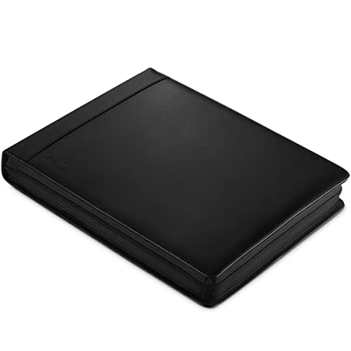 Inkline 7 Ring Check Binder Portfolio -Professional PU Leather Binder with Zippered Closure -500 Check Capacity -9x13 Inch Sheets -Document & Card Organizer - Large Tablet Pocket - Black (80013)