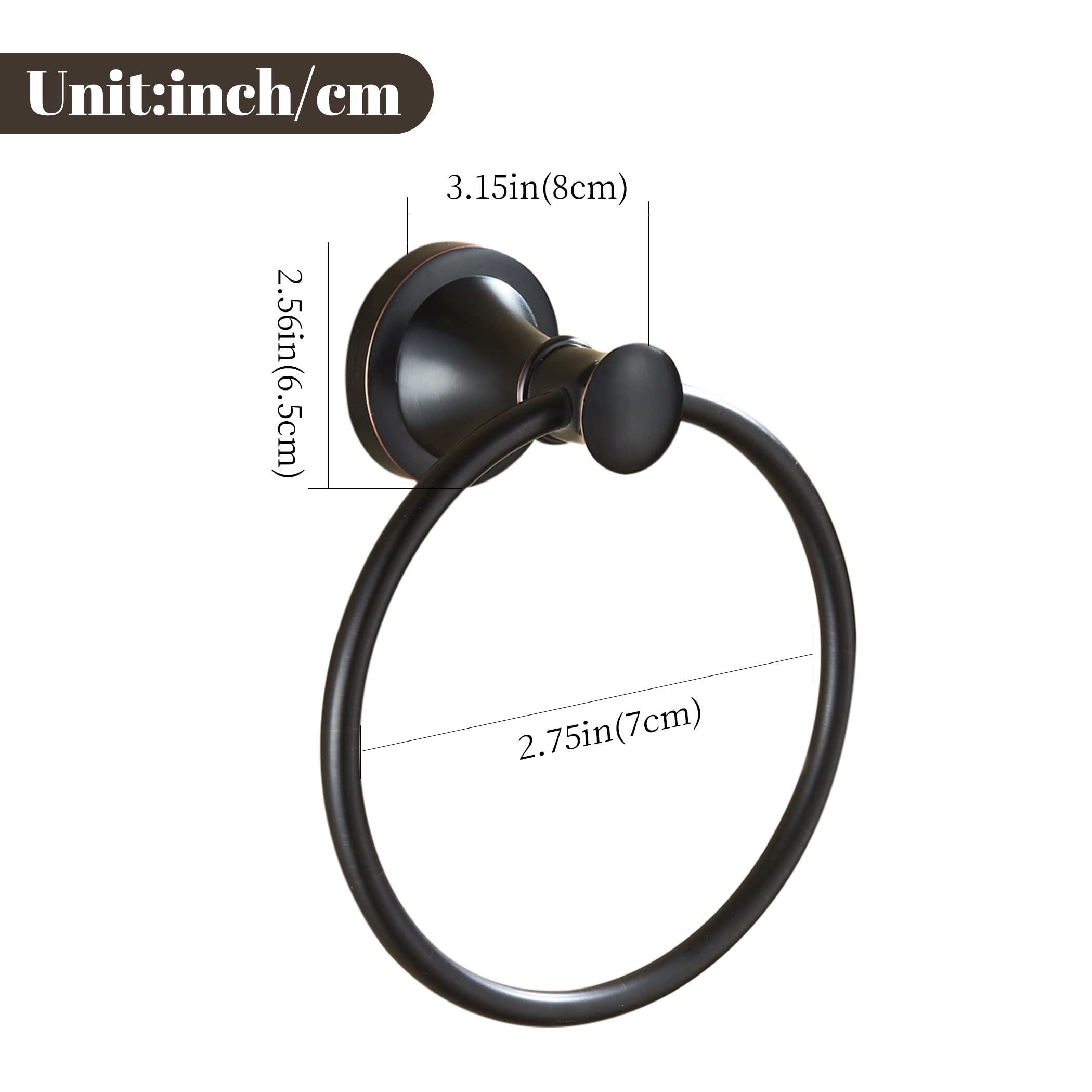 WOLIBEER Bronze Towel Ring, Oil Rubbed Hand Towel Holder Rustic Bathroom Towel Hanger SUS 304 Stainless Steel Towel Rack Wall Mounted