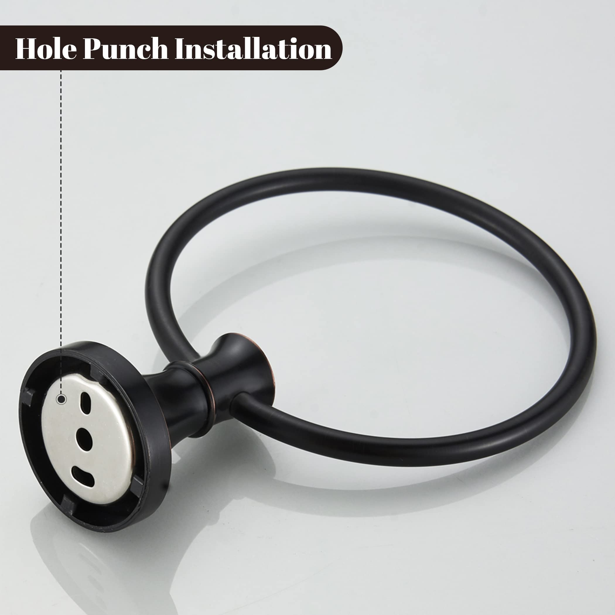 WOLIBEER Bronze Towel Ring, Oil Rubbed Hand Towel Holder Rustic Bathroom Towel Hanger SUS 304 Stainless Steel Towel Rack Wall Mounted