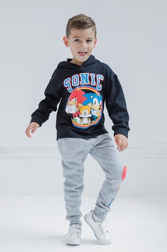 SEGA Sonic The Hedgehog Knuckles Tails Little Boys Fleece Pullover Hoodie and Jogger Pants Set Black/Gray 7-8