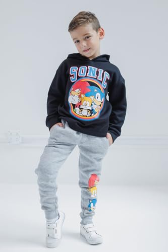 SEGA Sonic The Hedgehog Knuckles Tails Little Boys Fleece Pullover Hoodie and Jogger Pants Set Black/Gray 7-8