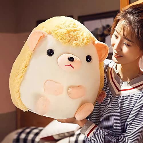 CHDGIOHA Cute Hedgehog Stuffed Animal Plush Body Pillow - Kawaii Yellow Plushie, 13.7'' Chubby Plush Toy Pillow, Super Soft Hedgehog Doll, Birthday Gift for Him & Her(Yellow,Medium)