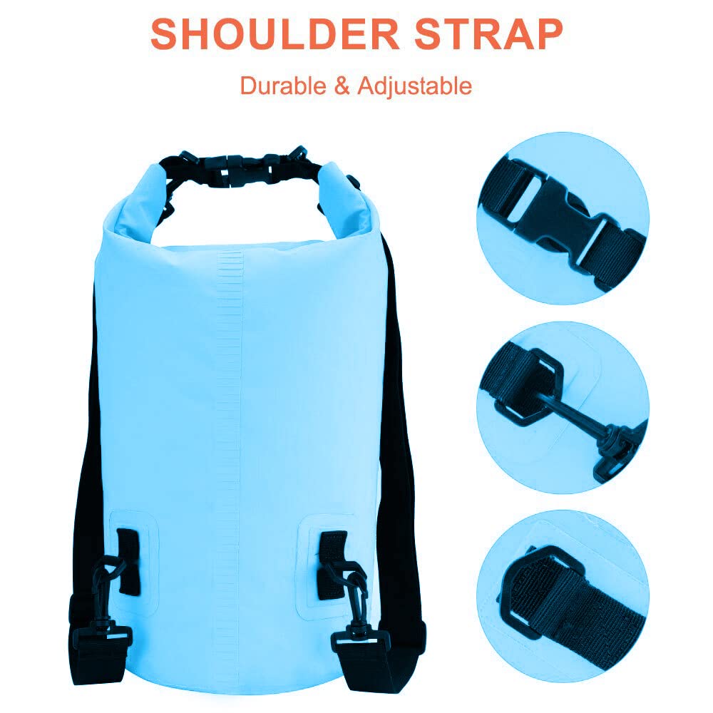 AIKSENT Dry Bag 20L waterproof bag with cellphone bag to Keep Gears dry for Kayaking, beach rafting, boating, hiking, Camping (Blue)