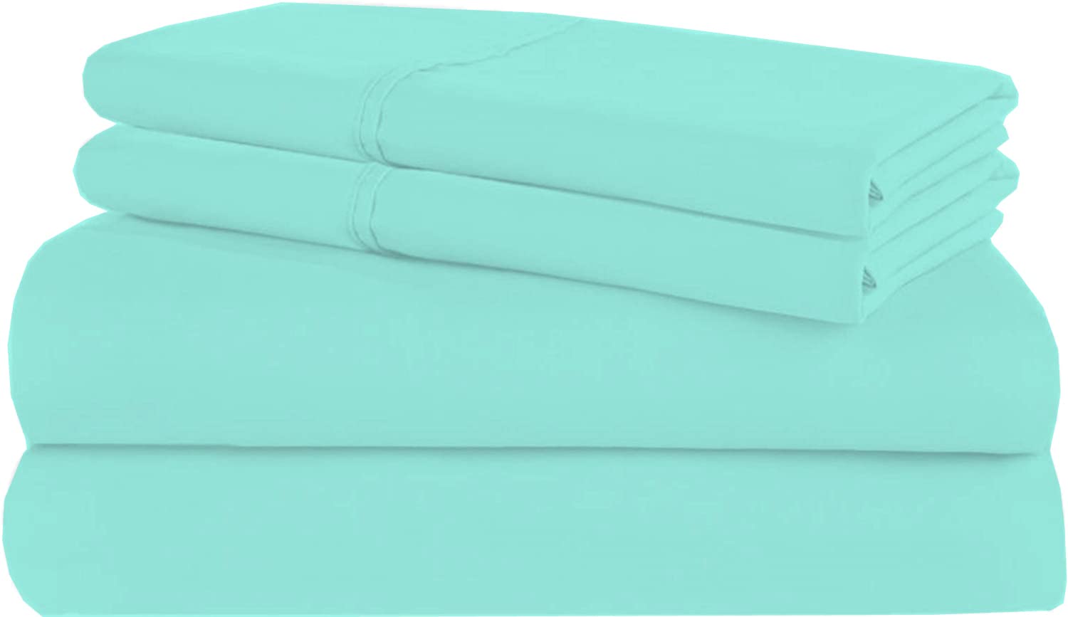 Full Sleeper Sofa Fitted Sheet 100% Egyptian Cotton - Easy to fit - Luxurious Finish, Highly Durable, Breathable& Comfortable Sheets- 600 Thread Count Aqua Blue