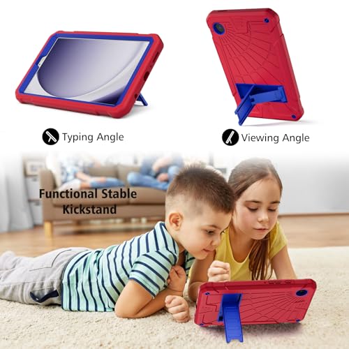 SIBEITU Case for Galaxy Tab A9 Plus 11 Inch 2023 with Screen Protector & Stand for Kids | Rugged Protective for A9+ Tablet Case SM-X210/X216/X218, Dark Red