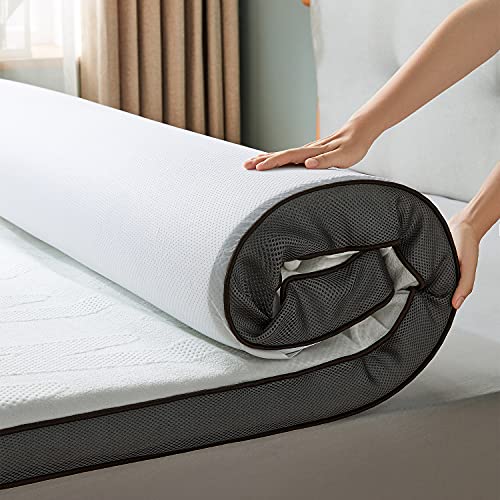 LINSY LIVING Mattress Topper California King, 3-Inch Gel Memory Foam Mattress Topper for California King Bed, High Density Foam for Pain Relief, Breathable and Washable Cover with Straps, CertiPUR-US