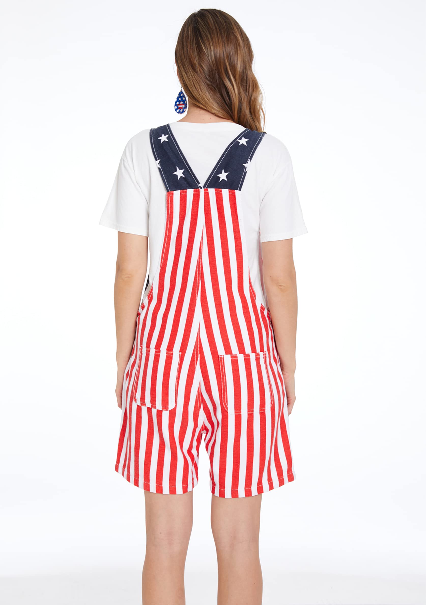 Yuanbang Women's American Flag Overalls Bibs Denim Shorts Jean Rompers Casual Workout Summer Adjustable Strap Jumpsuit(flag,4XL)