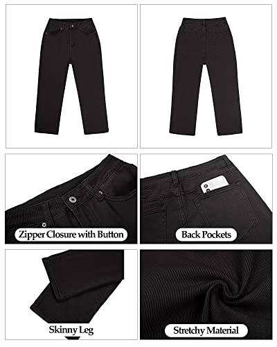 Vetinee Women's Slate Black Summer High Waisted Casual Skinny Slim Fit Stretch Cropped Denim Capri Jeans Size 12/14