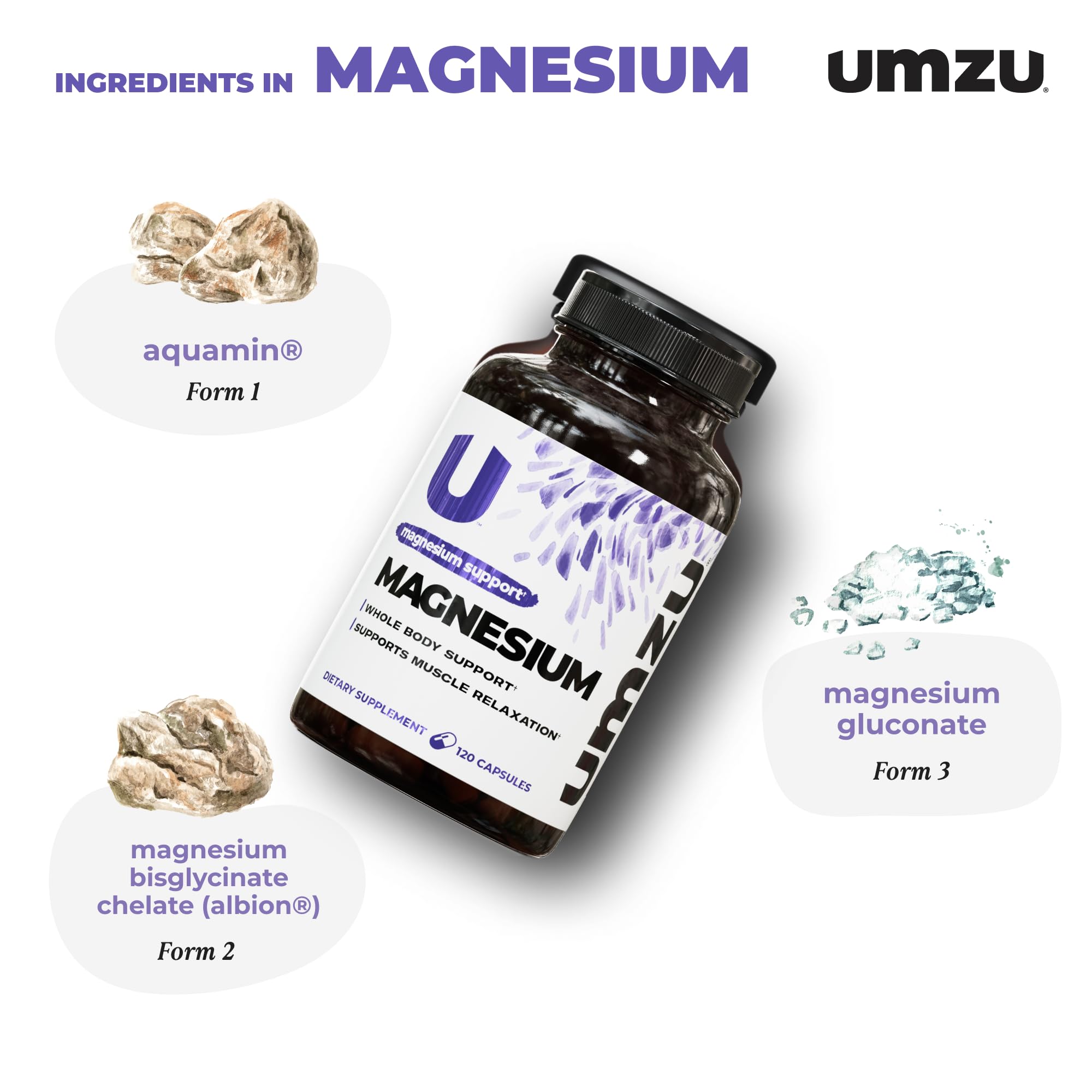UMZU Daily Magnesium | Potent Bioavailable Magnesium Complex for Healthy Metabolism, Sustained Energy, Exercise Performance & Sleep Support (30 Day Supply | 120 Capsules)