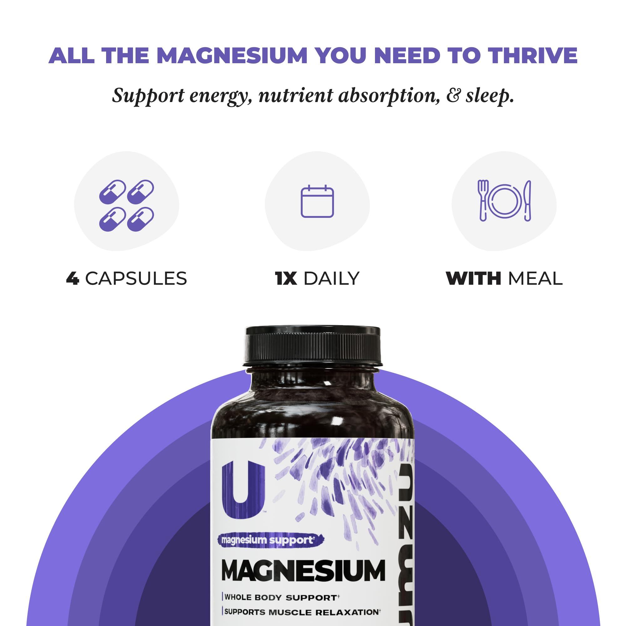 UMZU Daily Magnesium | Potent Bioavailable Magnesium Complex for Healthy Metabolism, Sustained Energy, Exercise Performance & Sleep Support (30 Day Supply | 120 Capsules)