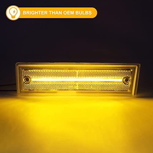 R&F Auto LED Clear Lens Fender Side Marker Light Replacement for C/K 1500 2500 C10 C20 Suburban Blazer Jimmy Front Bumper Side Marker Reflector Lamp, Replace OEM# GM2551107 GM2550115 915557 915558