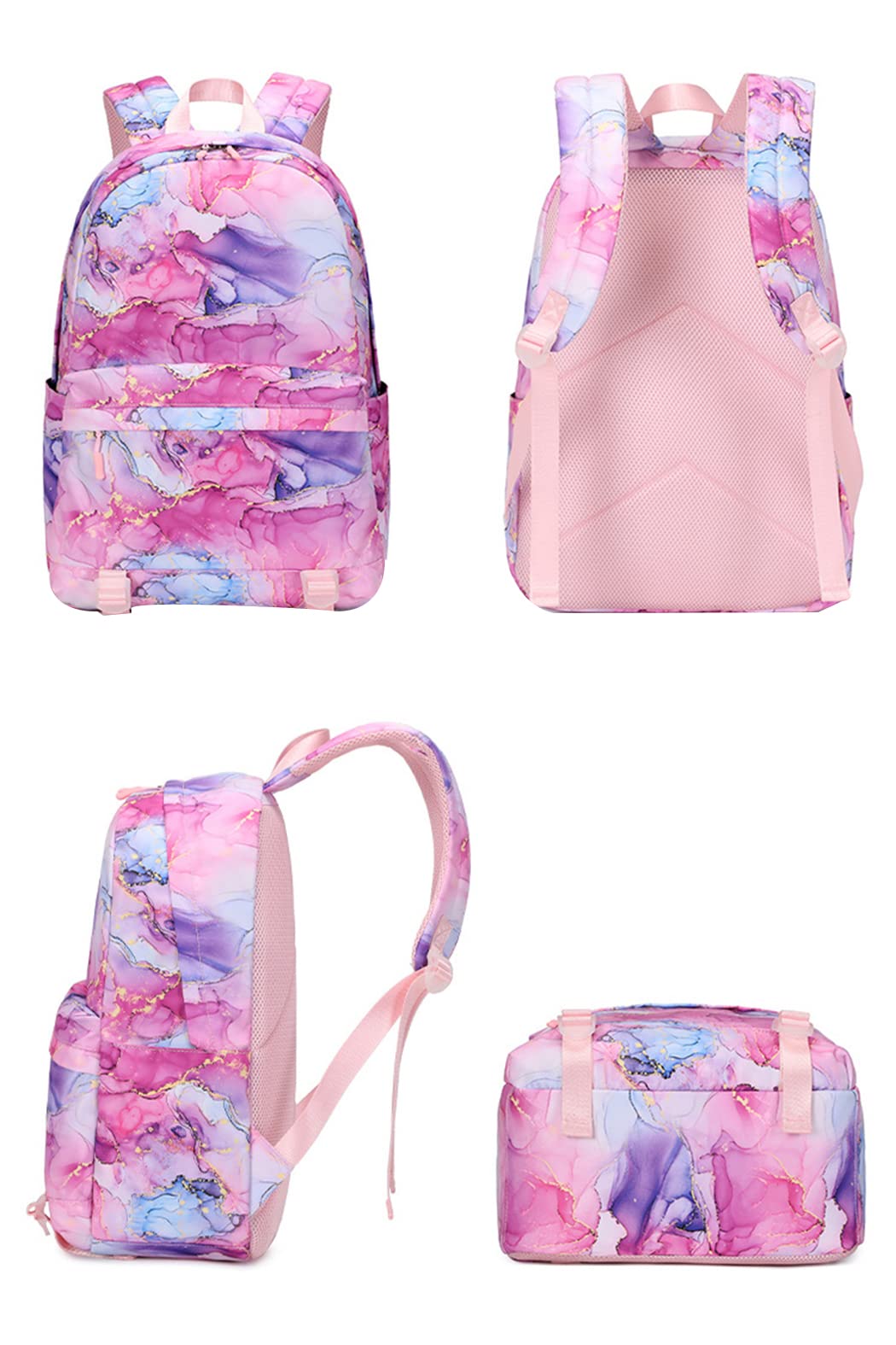 JiaYou Junior high school Backpack Sets 2Pcs Daypack with Lunch case Girls Middle school Bag(Purple,20 Liters)