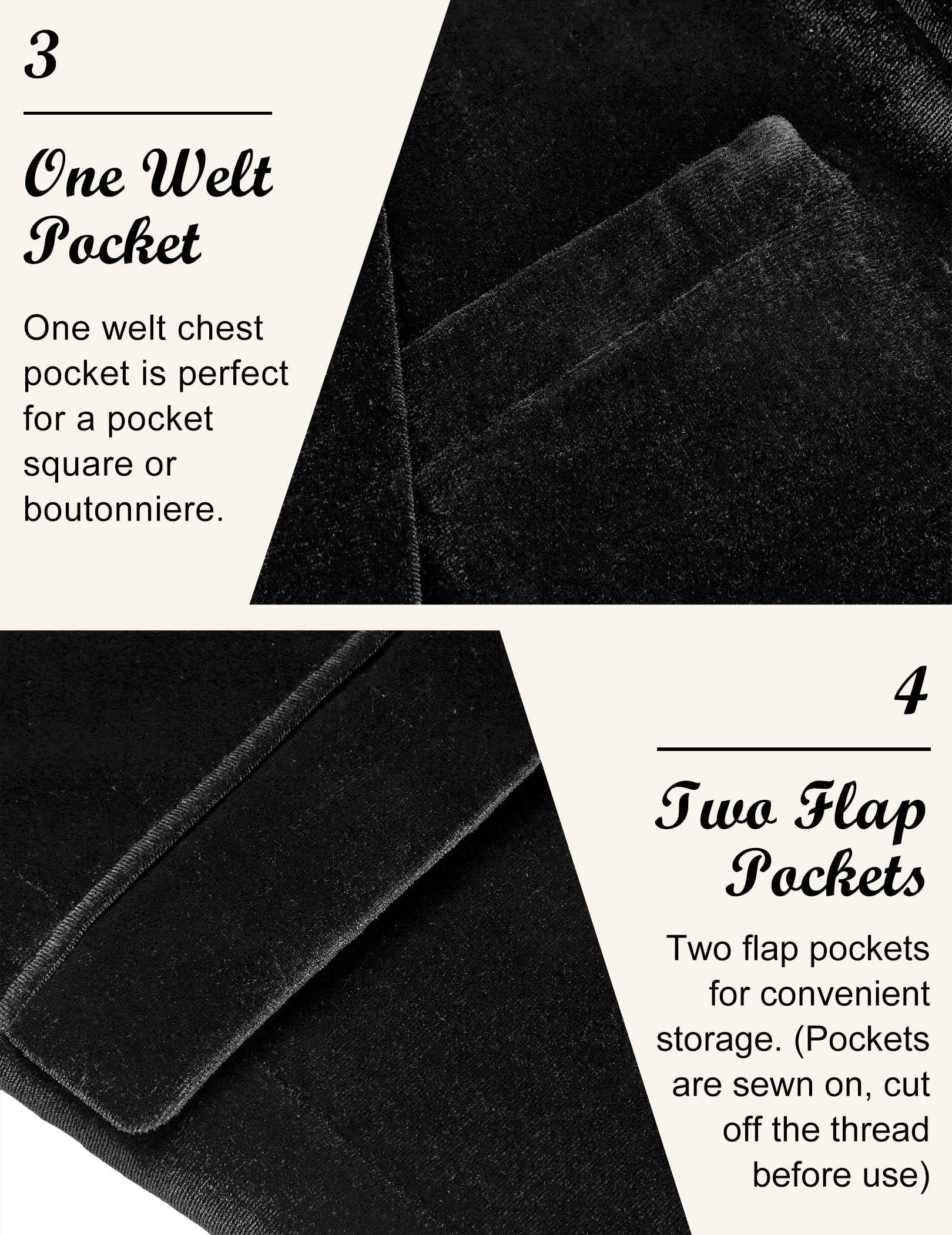 COOFANDY Mens Velvet Blazer Black Tuxedo Jackets Notched Lapel Single Button Prom Jackets (Black L)