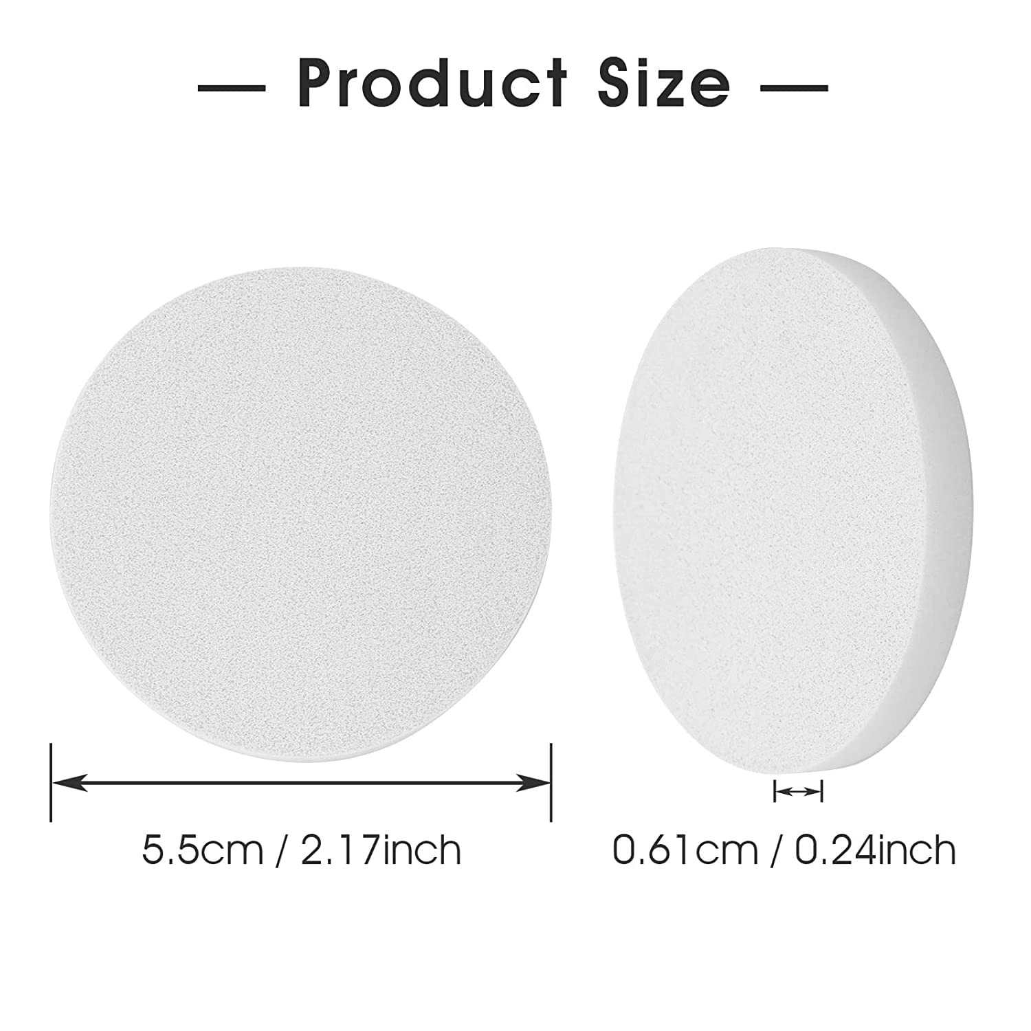 SMGSP 50 Pieces White Round Makeup Sponge Powder Puffs, Cosmetic Sponge Round Foam Pad, Makeup Beauty Eye Face Foundation Blender Suitable for All Skin Types, Wet and Dry Dual Use