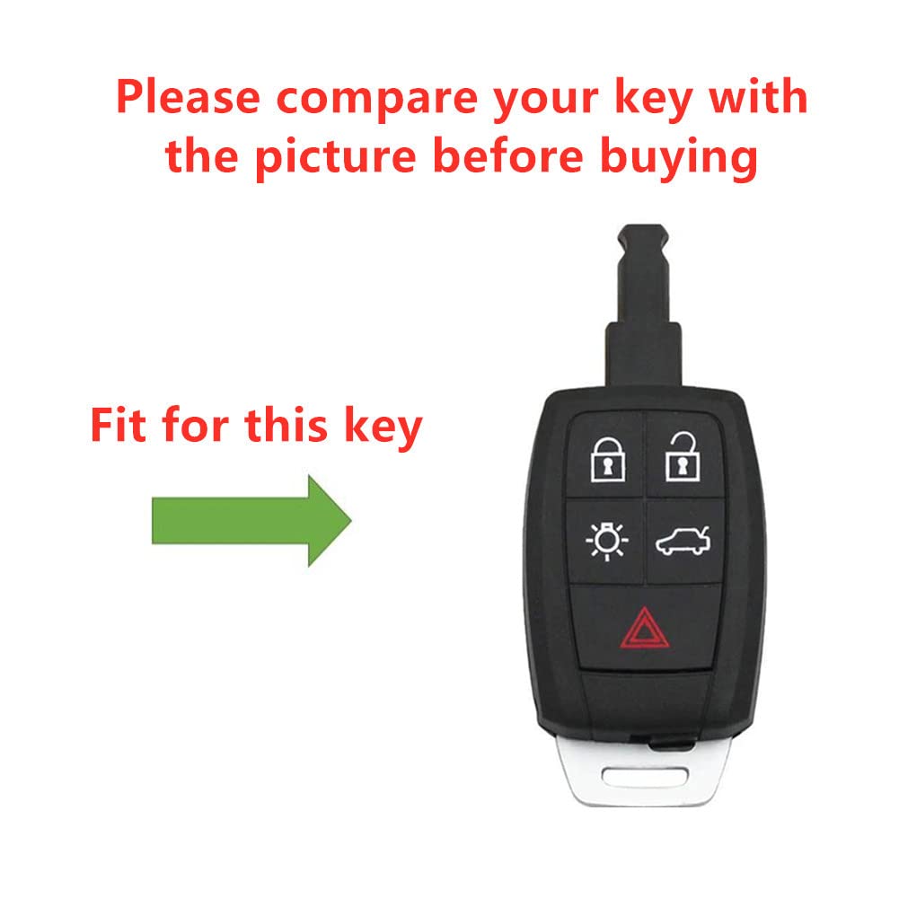 OTMIK Silicone Car Key Cover Case Compatible with Volvo XC90 C30 C70 S60 D5 V50 S40 Car Key Shell (Red A)