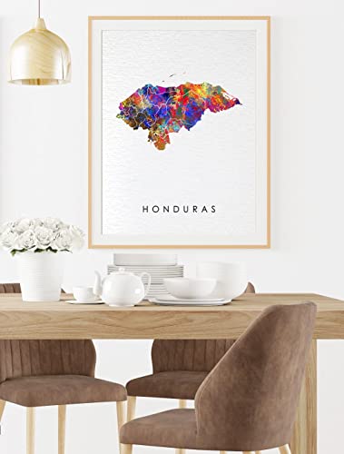 Dignovel Studios 8X10 Unframed Honduras Watercolor Art Print Map Motherland Country Caribbean Sea Central America illustrations Art Print Wall Wedding Poster Housewarming Wall Décor DN746