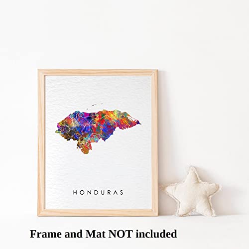 Dignovel Studios 8X10 Unframed Honduras Watercolor Art Print Map Motherland Country Caribbean Sea Central America illustrations Art Print Wall Wedding Poster Housewarming Wall Décor DN746