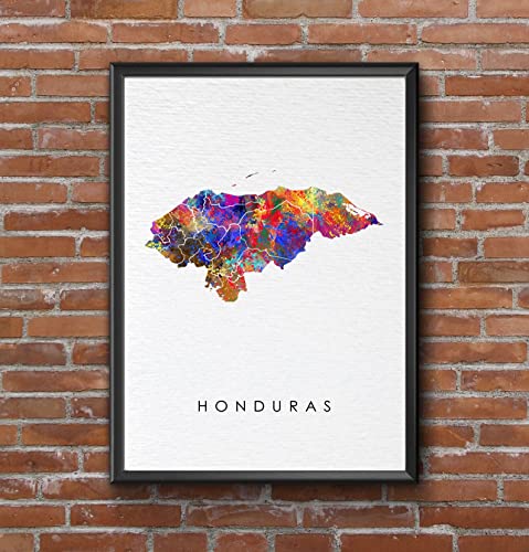 Dignovel Studios 8X10 Unframed Honduras Watercolor Art Print Map Motherland Country Caribbean Sea Central America illustrations Art Print Wall Wedding Poster Housewarming Wall Décor DN746