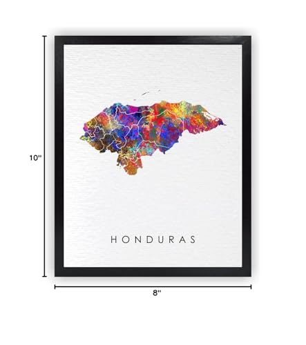 Dignovel Studios 8X10 Unframed Honduras Watercolor Art Print Map Motherland Country Caribbean Sea Central America illustrations Art Print Wall Wedding Poster Housewarming Wall Décor DN746