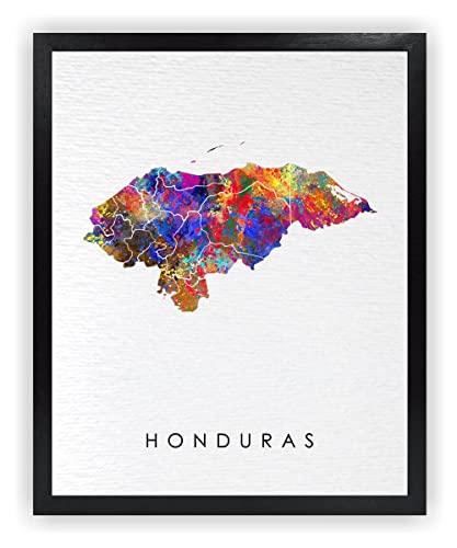 Dignovel Studios 8X10 Unframed Honduras Watercolor Art Print Map Motherland Country Caribbean Sea Central America illustrations Art Print Wall Wedding Poster Housewarming Wall Décor DN746