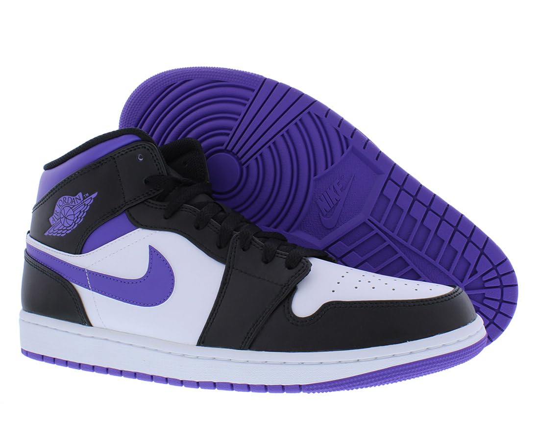 Nike Women's WMNS Air Jordan 1 Mid Trainers, Black Dark Iris White, 11.5 Men