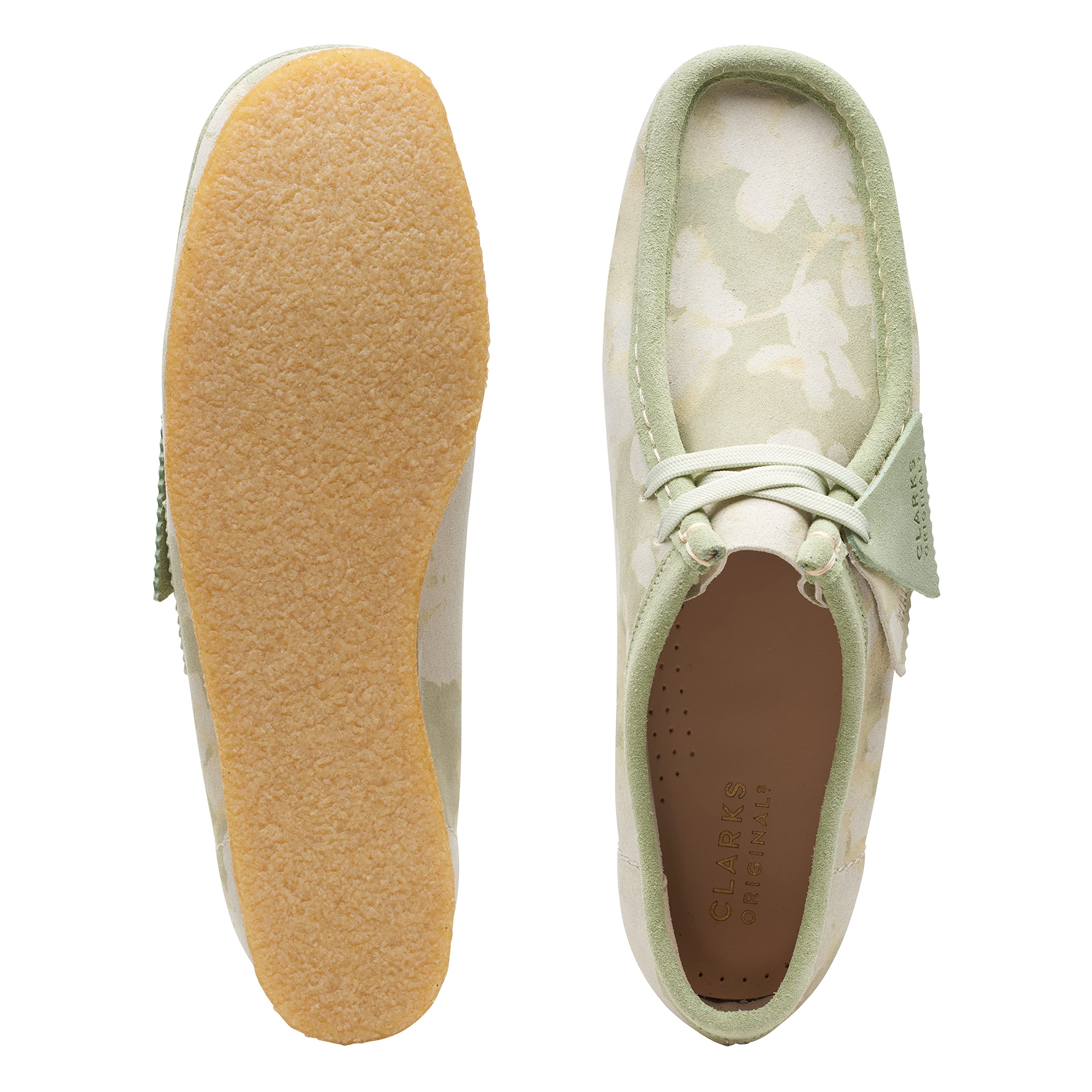 WOMEN’S CLARK ORIGINAL WALLABEE, GREEN FLORAL, 6