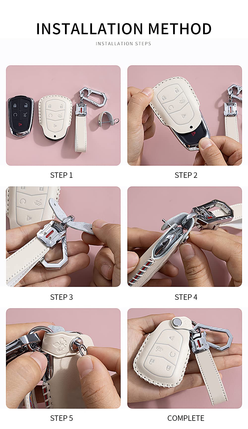 SANRILY Cowhide Leather Key Fob Cover for Volvo XC90 2017 2018 2019 XC60 S90 V90 Key Fob Keyless Full Protection Smart Key Case with Keychain Green