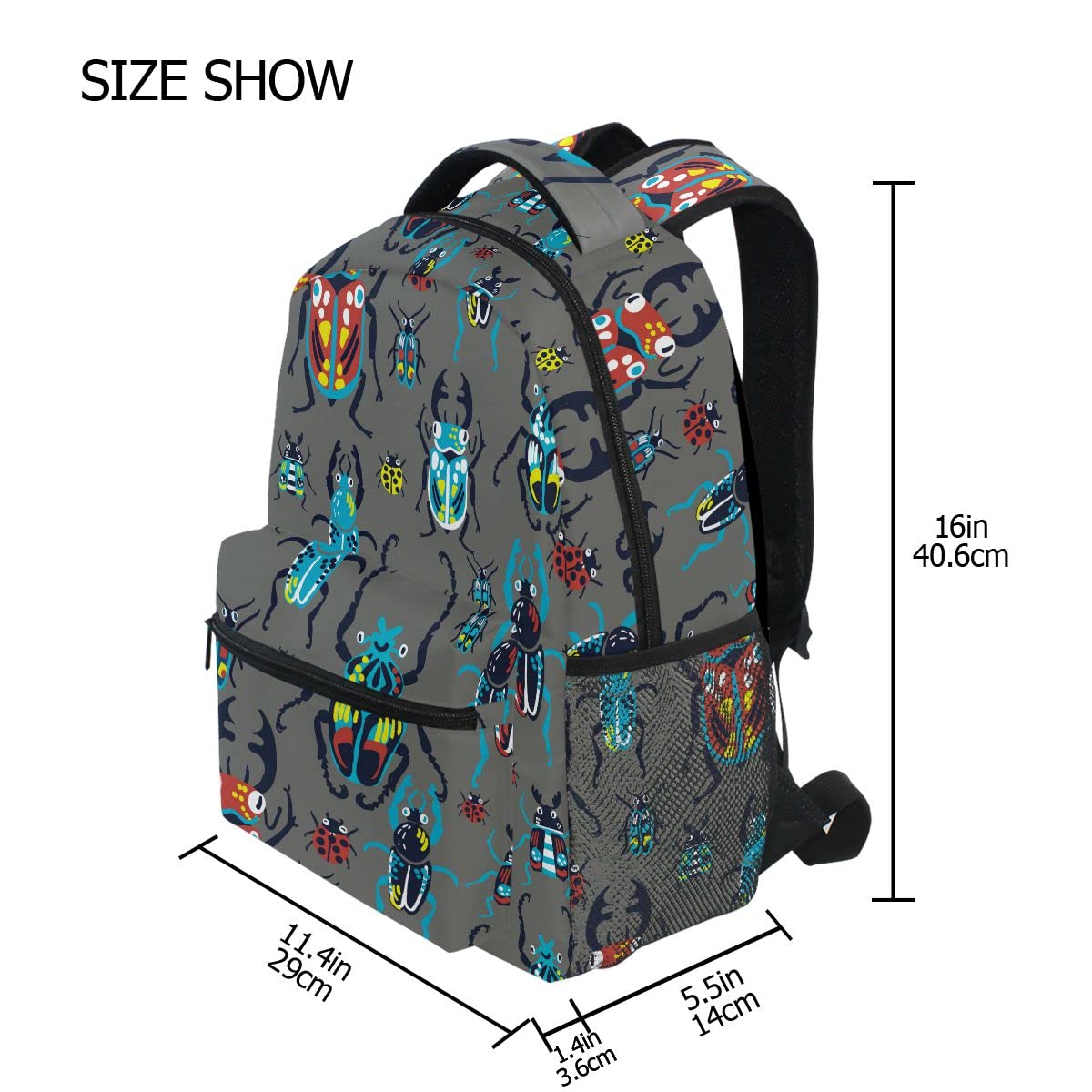 Fisyme Cute Ladybug Bugs Backpack Laptop Bag Daypack Travel Hiking School Backpacks for Men Women Kids Girls Boys