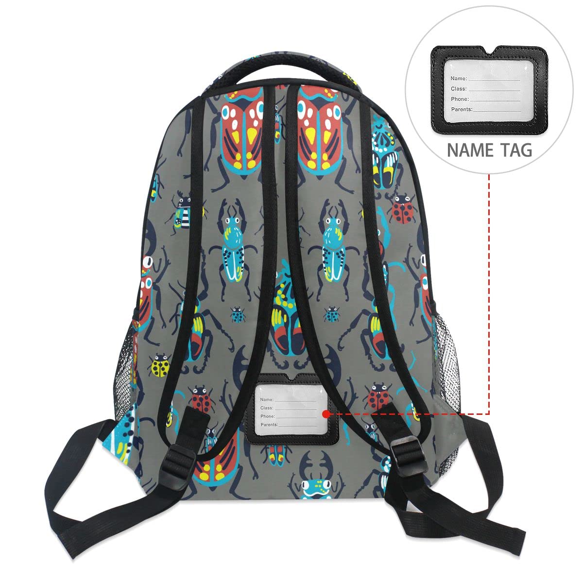 Fisyme Cute Ladybug Bugs Backpack Laptop Bag Daypack Travel Hiking School Backpacks for Men Women Kids Girls Boys