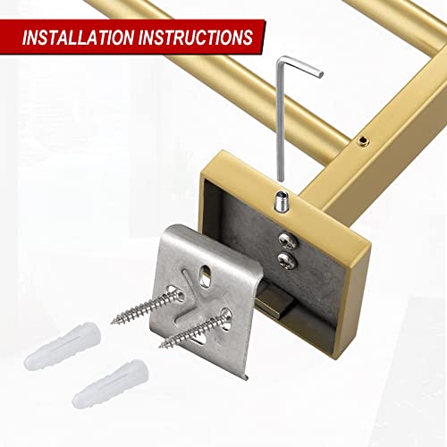 TURS Bathroom Towel Rack Brushed Gold Towel Shelf with Towel Bar Stainless Steel Wall Mounted Towel Holder Towel Rail