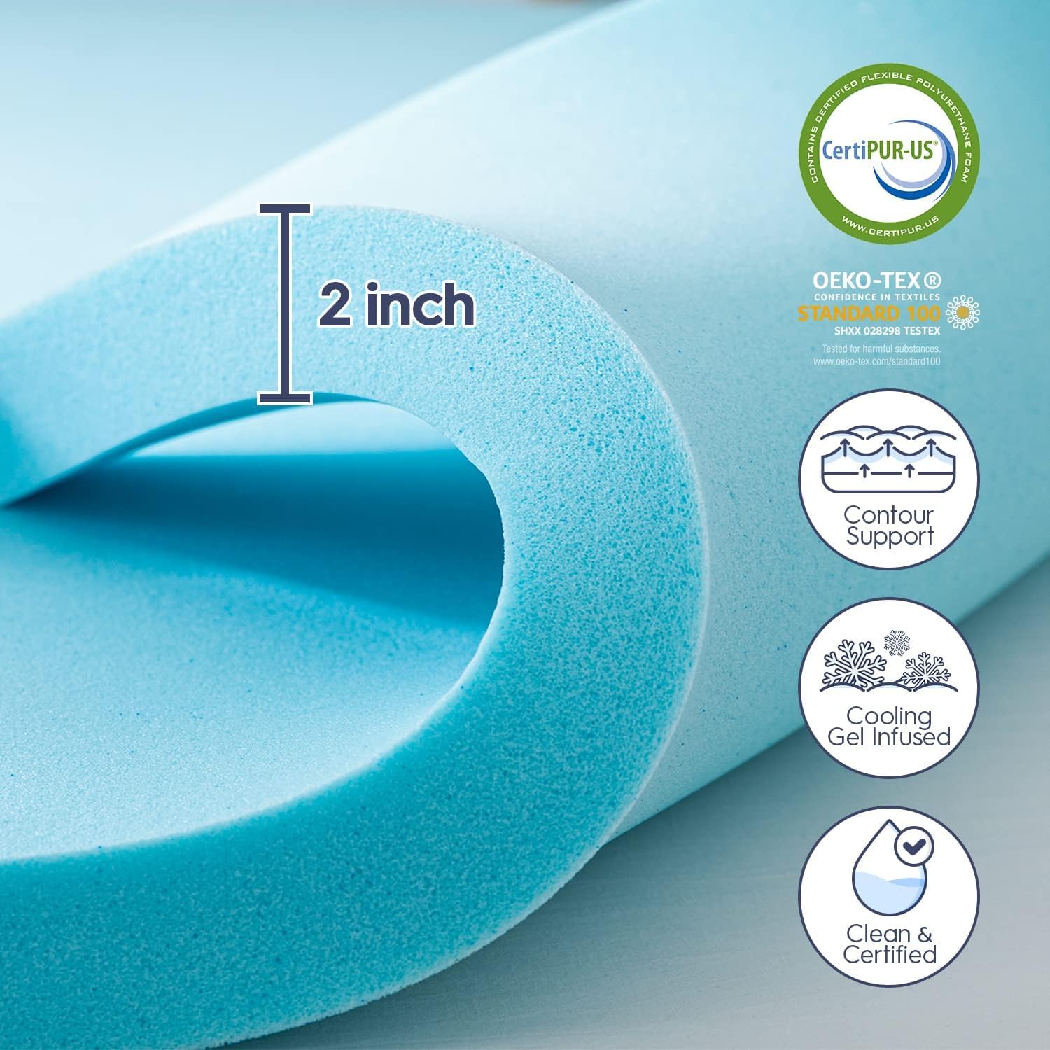 Dual Layer 3 Inch Memory Foam Mattress Topper Full, 2 Inch Cooling Gel Memory Foam Plus 1 Inch Down Alternative Pillowtop Mattress Pad with Cooling Cover, Soft Comfort Support