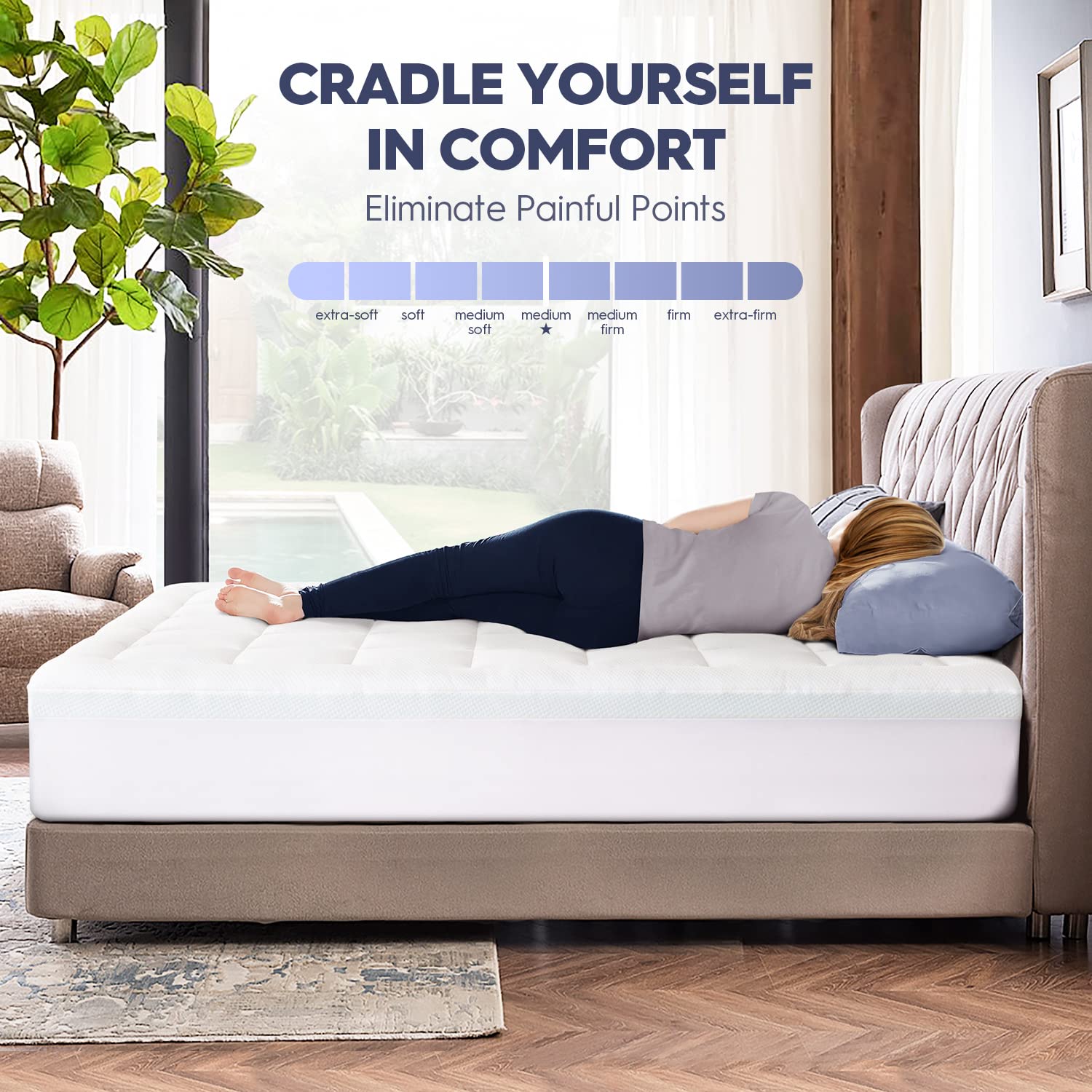 Dual Layer 3 Inch Memory Foam Mattress Topper Full, 2 Inch Cooling Gel Memory Foam Plus 1 Inch Down Alternative Pillowtop Mattress Pad with Cooling Cover, Soft Comfort Support