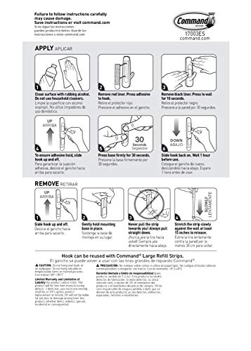 Command Large Utility Hooks, Damage Free Hanging Wall Hooks with Adhesive Strips, No Tools Wall Hooks for Hanging Decorations in Living Spaces, 7 White Hooks and 12 Command Strips