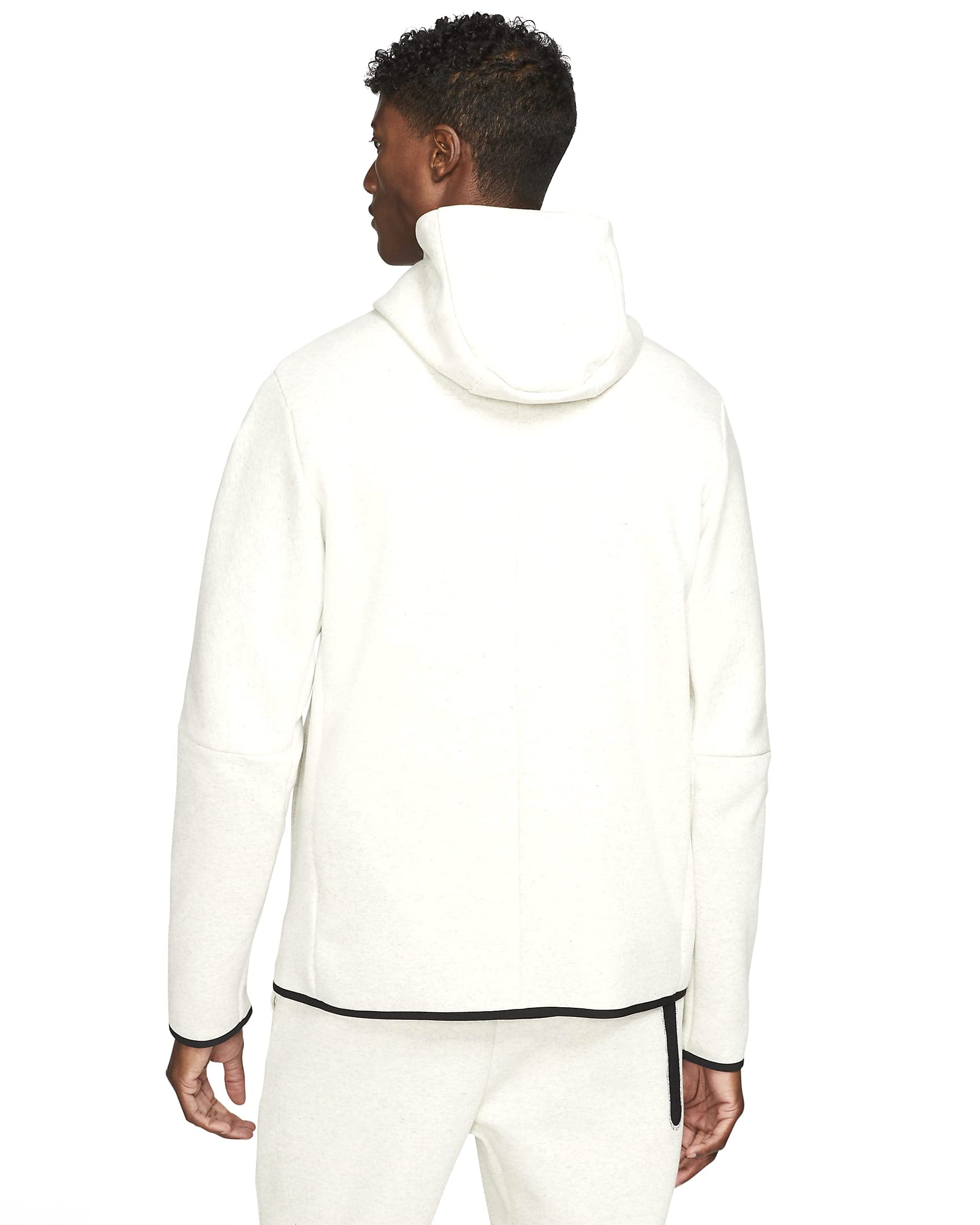 Nike Men's White/Heather Tech Fleece Full Zip Hoodie - M