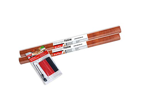 d-c-fix 346-0411-2PKA Decorative SelfAdhesive Film, Calvados Wood, 17" x 78" Roll, 2-Pack with Applicator