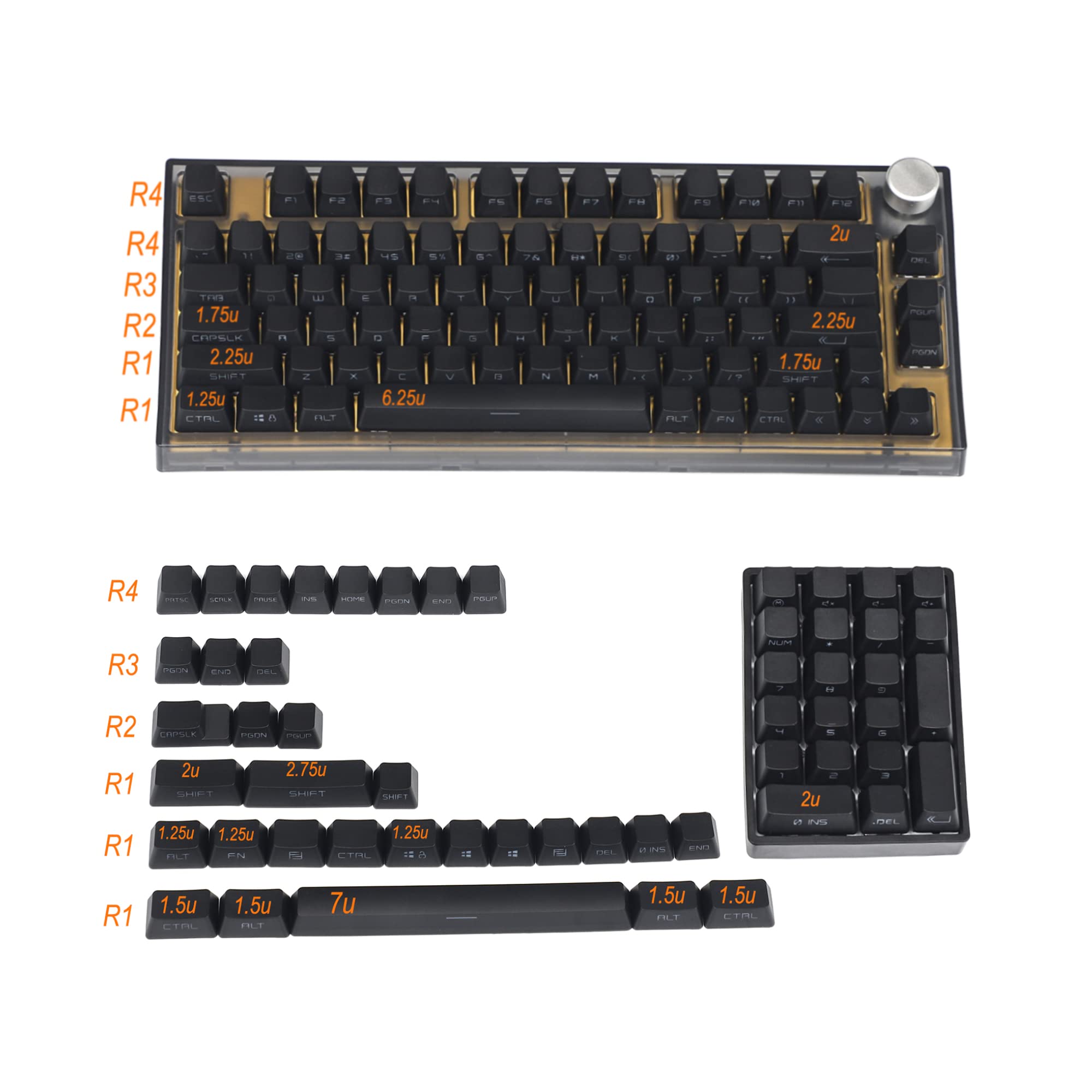 YMDK 133 Key Black White PBT Double Shot Side-lit Shine Through Backlit keycaps OEM Profile for MX Mechanical Keyboard 108 96 87 NJ80 KBD67 ID80 84 68 64 (133 Key Black)