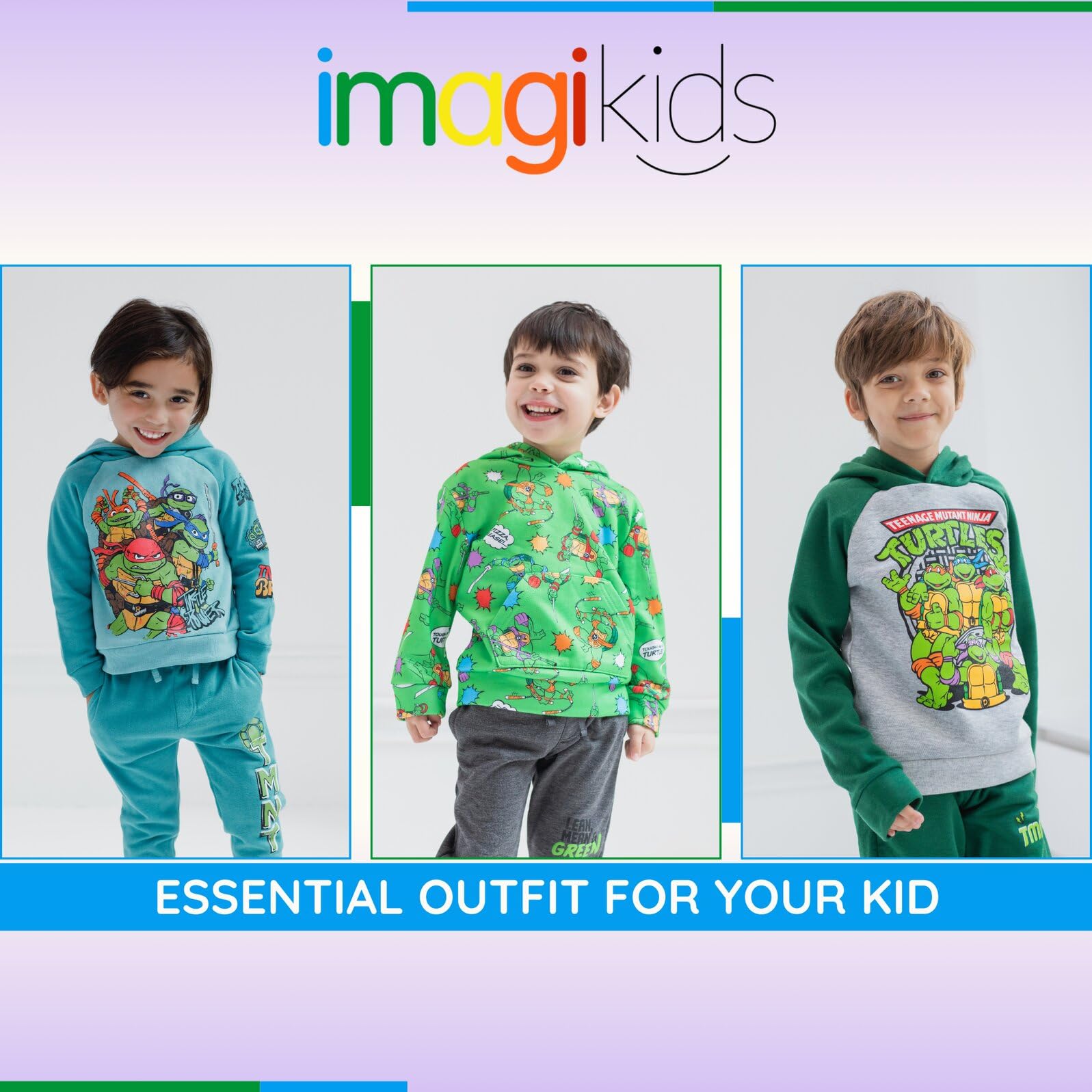 Teenage Mutant Ninja Turtles Michelangelo Raphael Leonardo Big Boys Fleece Pullover Hoodie Pants Gray/Green 14-16