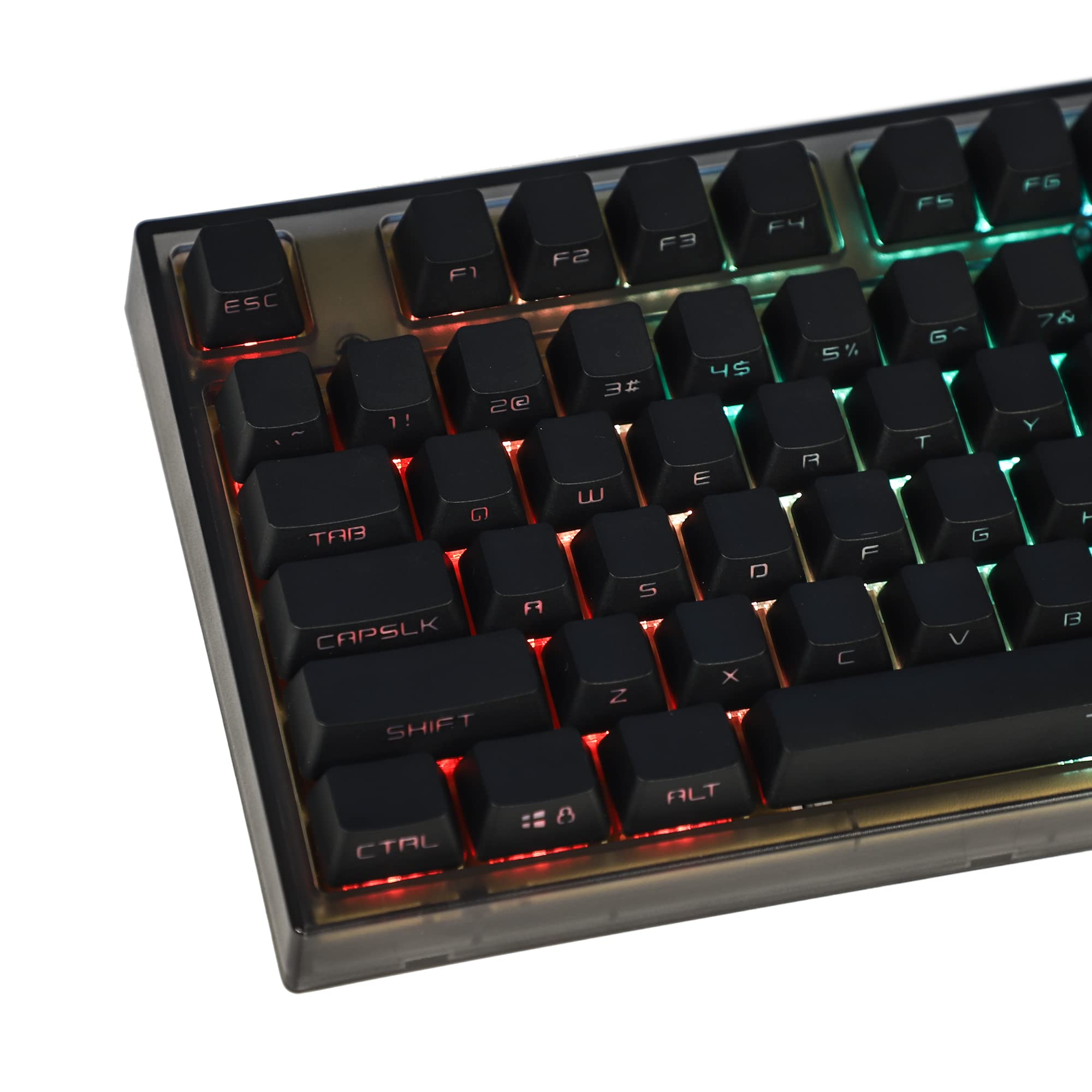 YMDK 133 Key Black White PBT Double Shot Side-lit Shine Through Backlit keycaps OEM Profile for MX Mechanical Keyboard 108 96 87 NJ80 KBD67 ID80 84 68 64 (133 Key Black)