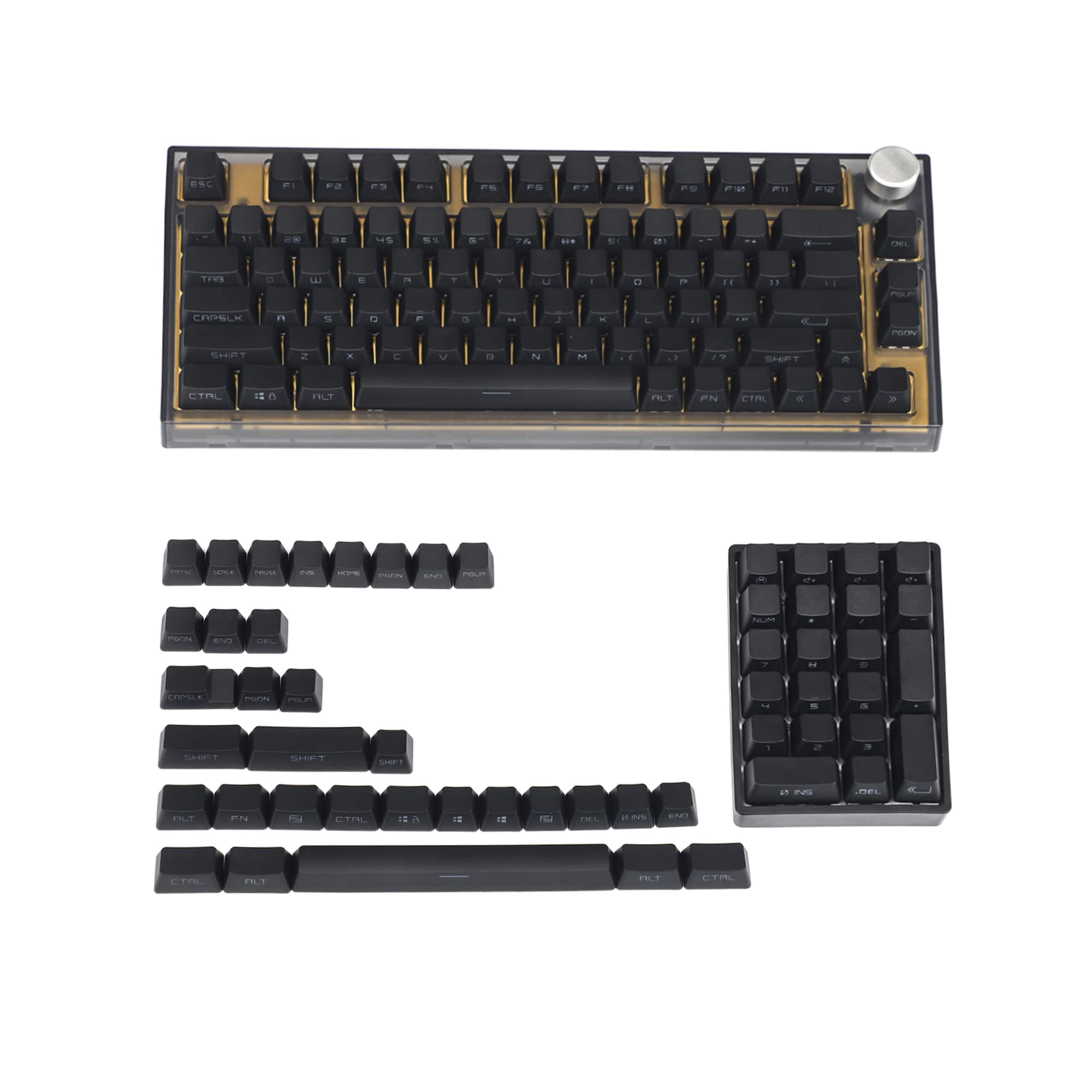 YMDK 133 Key Black White PBT Double Shot Side-lit Shine Through Backlit keycaps OEM Profile for MX Mechanical Keyboard 108 96 87 NJ80 KBD67 ID80 84 68 64 (133 Key Black)
