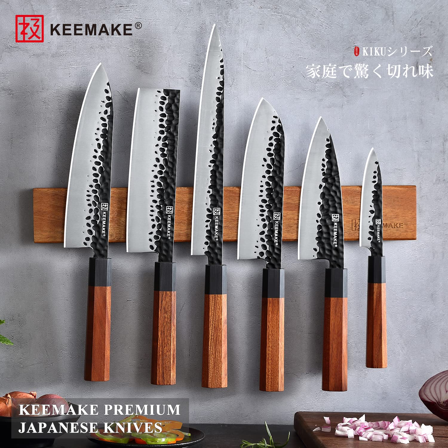 KEEMAKE Deba Knife 6 inch, Double Bevel Japanese 440C Stainless Steel Fish/Fillet Knife with G10 Bolster Octagonal Wood Handle
