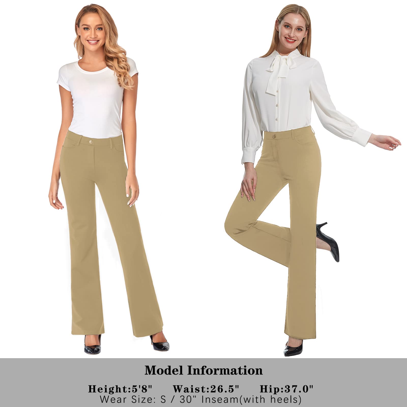 Tapata Women's 28''/30''/32''/34'' Stretchy Bootcut Dress Pants with Pockets Tall, Petite, Regular for Office Work Business 32",Oatmeal,M