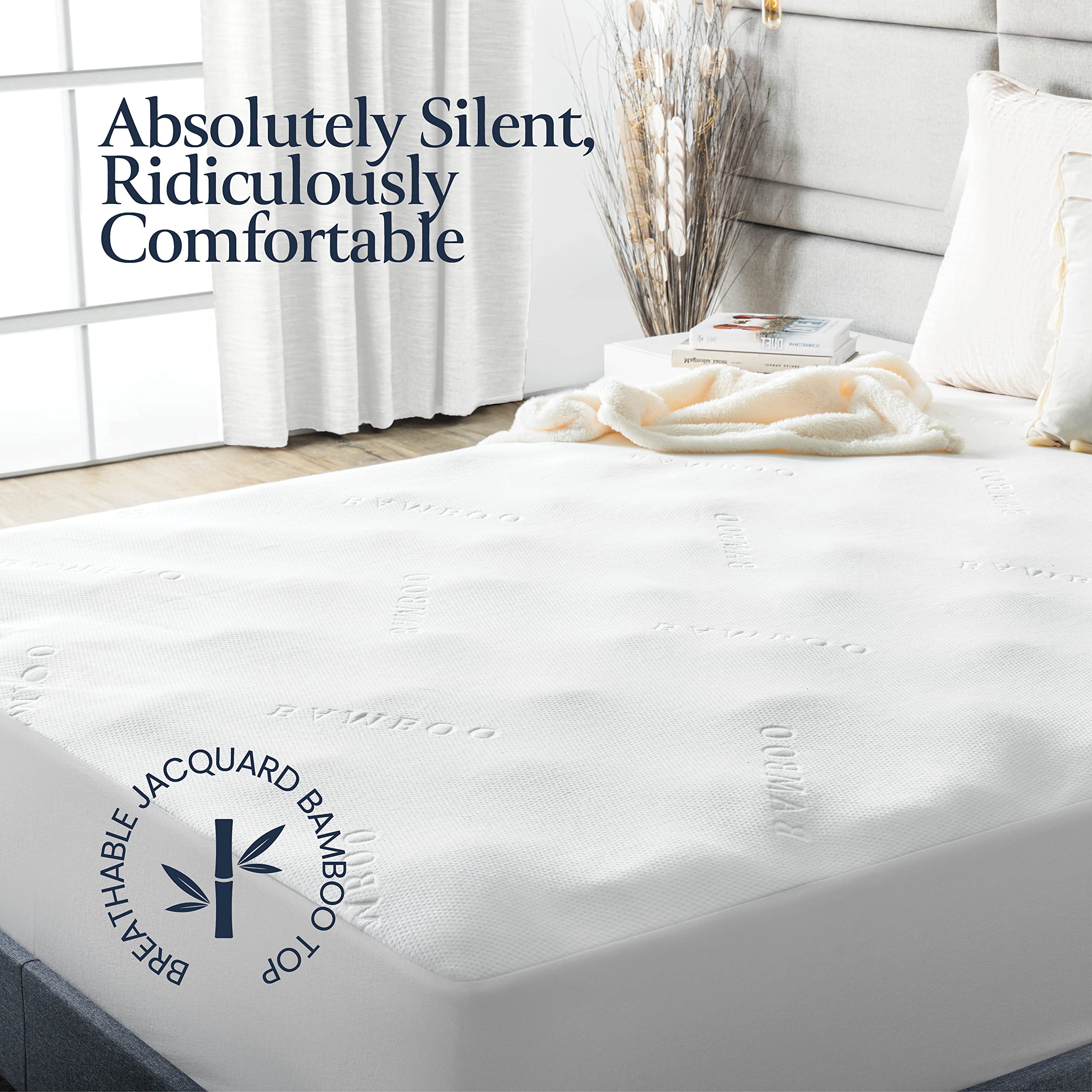 BELADOR Waterproof Mattress Protector King - 3D Air Fabric Bamboo Mattress Protector Breathable Mattress Cover, Noisless & Crinkle Free Sleep, Vinyl Free, Bed Cover, Snug Fit Deep Pocket