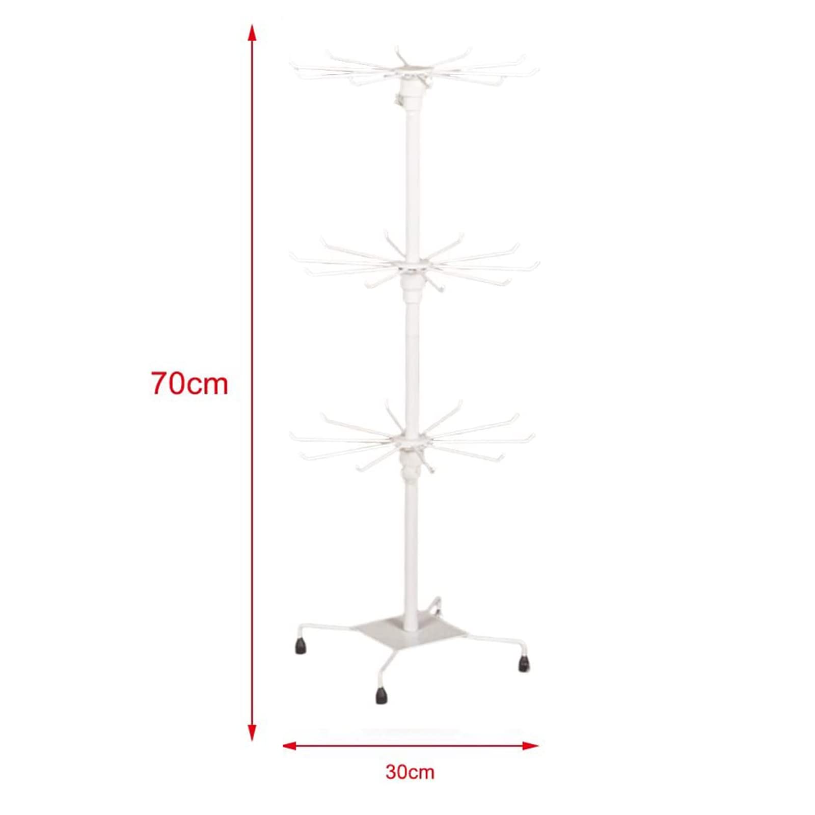 Jewelry Spinner Display Stand,Heavy Duty Metal Countertop Medium Adjustable 3 Tier Hanging Jewelry Rotating Organizer Rack Tower for Necklace Bracelet Earring Ring Holder,Hooks,Craft Shows,White
