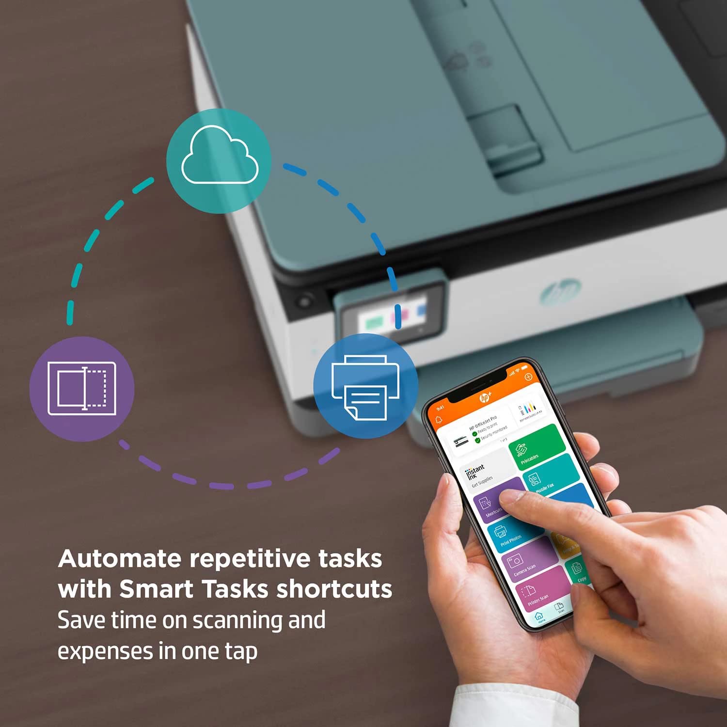HP OfficeJet Pro 8028e All-in-One Wireless Color Inkjet Printer, Print Copy Scan Fax, Auto 2-Sided Printing, 20 ppm, 2.7" Color Touchscreen, Self-Healing Wi-Fi, W/MD Cable