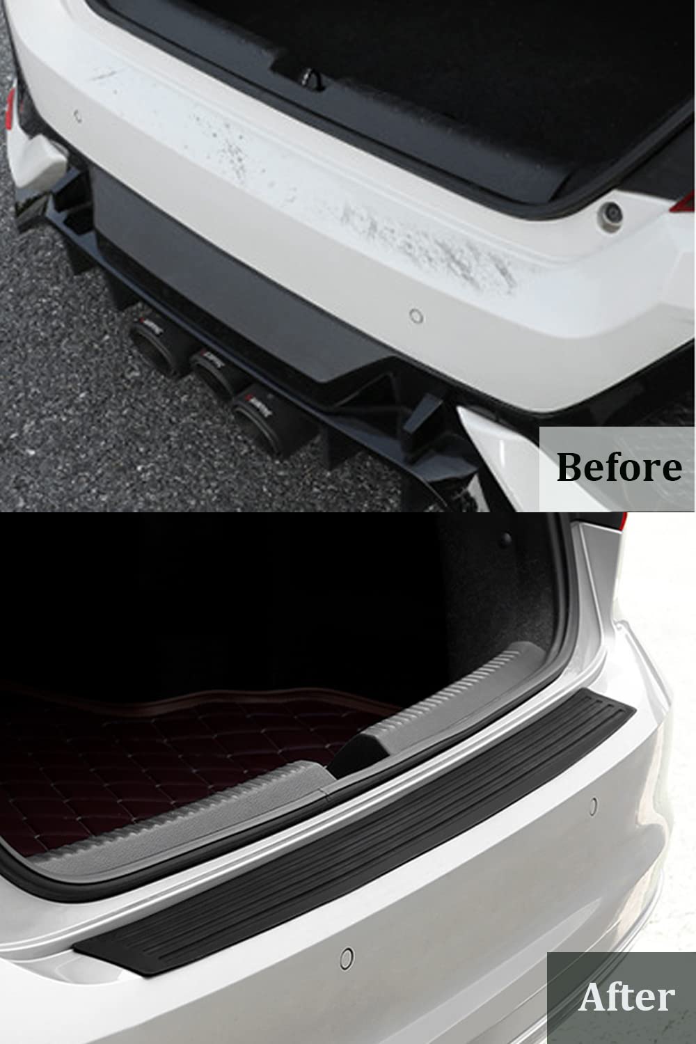 Pincuttee Rear Bumper Protector Guard for Car,Black Rubber Scratch,Resistant Trunk Door Entry Guards,Accessories Trim Cover,35.4"X2.87" for Most of Car&SUV(1 Pack,Black Sport)