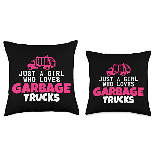 Garbage Truck RCV Waste Disposal Motifs Just Loves Garbage Trucks Girls RCV Throw Pillow, 18x18, Multicolor